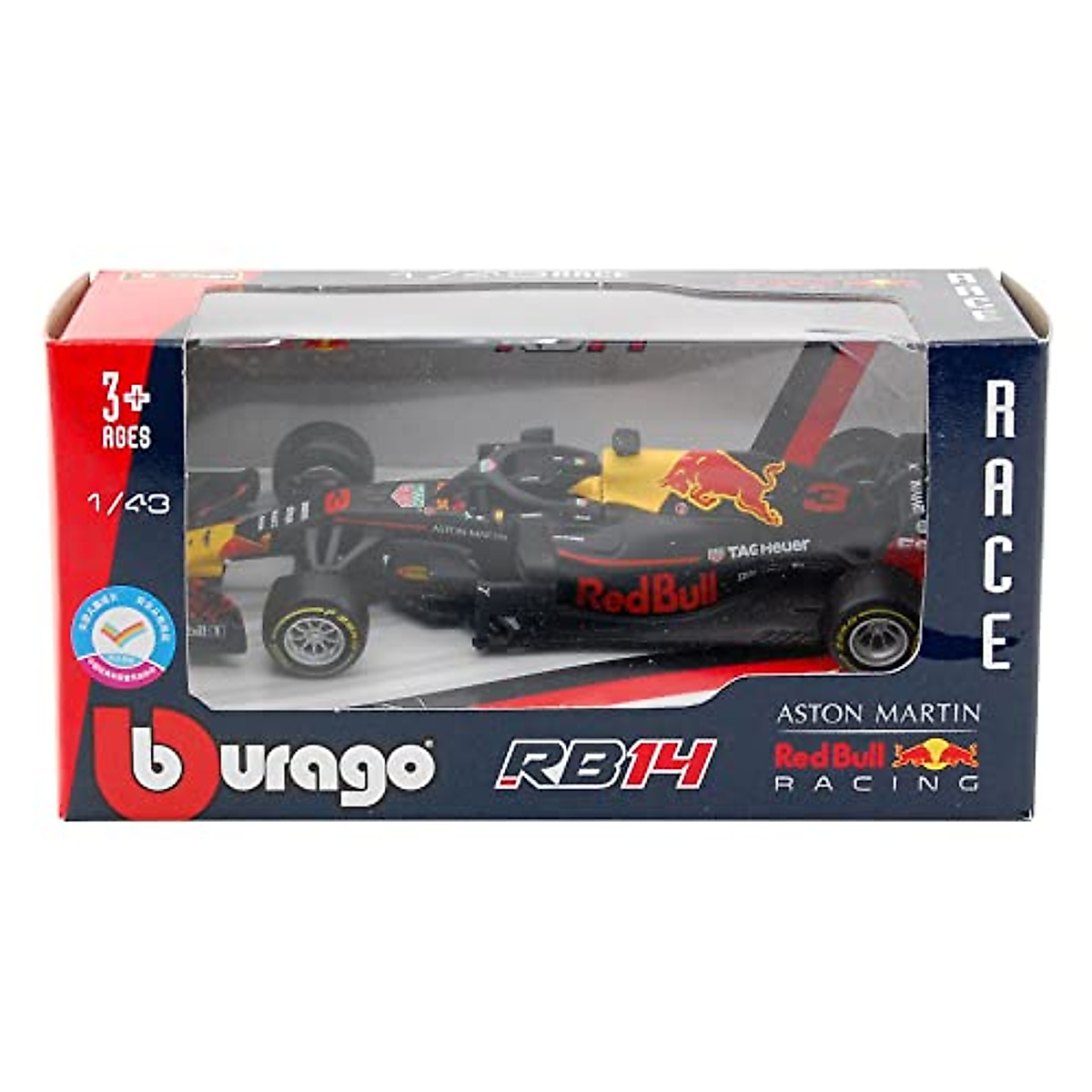 Bburago 1/43 Red Bull Racing F1 RB14 2018 3# Daniel Ricciardo Diecast Model Car 38035