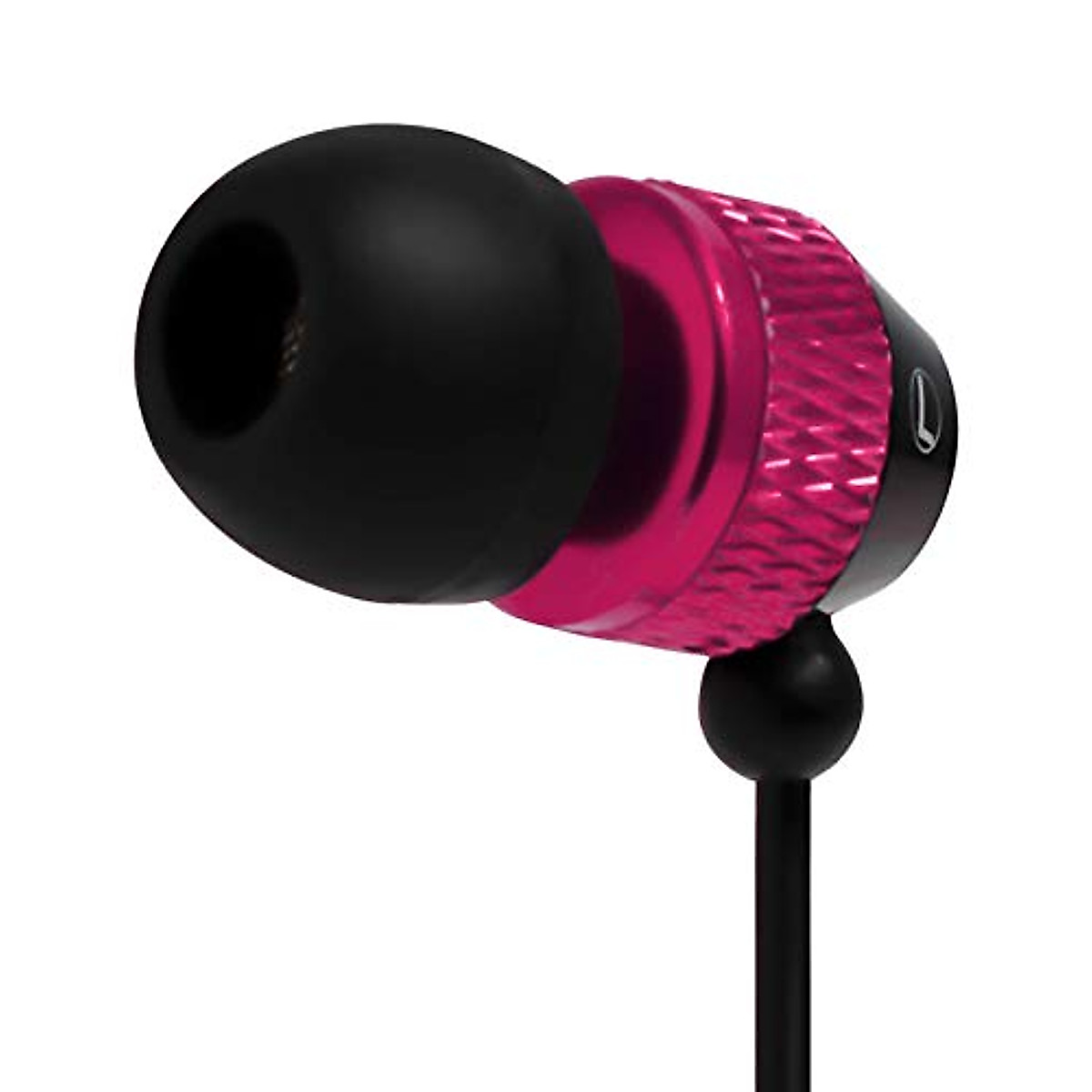 Bastex Universal Earphone/Ear Buds 3.5mm Stereo Headphones in-Ear Tangle Free Cable with Built-in Microphone Earbuds for iPhone iPod iPad Samsung Android Mp3 Mp4 and More-Hot Pink/Black