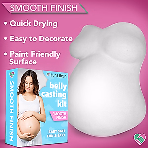 Luna Bean Deluxe Belly Casting Kit, Easy Pregnancy Belly Cast with Smooth Finish - Gifts for Expecting Mom, Baby Nursery Décor Keepsake, Pregnant Mom to Be Gift, Pregnancy Must Haves