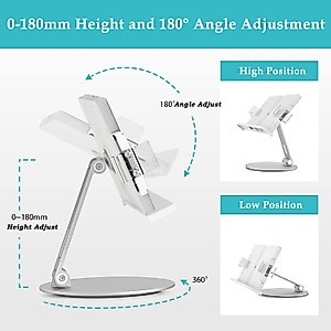 Gearking Book Stand for Reading 360° Rotate Adjustable Book Holder Multi Heights Angles Adjustable Cooking Bookstands for Child Textbook/Recipe/Magazine/Ipad