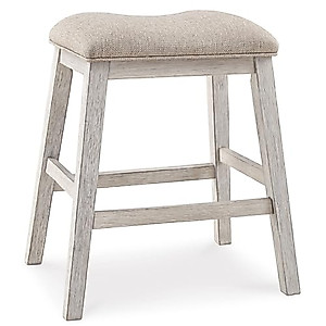 Signature Design by Ashley Skempton Modern 24" Counter Height Upholstered Barstool, 2 Count, Whitewash