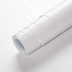 Homease White Wood Grain Contact Paper 24 x 196 in, Self-Adhesive Wallpaper Peel and Stick Removable Decorative Wall Covering Vinyl Film for Shelf Liner Furniture Kitchen Cabinet Countertop Drawer