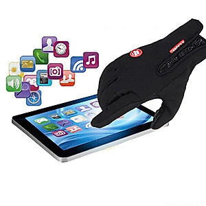 Bicycle Motorcycle Waterproof Gloves Outdoor Sport Warm Windproof Thermal Touch Gloves Riding Running Bike Cycling Gloves Hot Hands Warmer (Black(M))