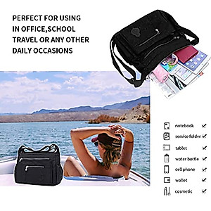 Scioltoo Crossbody Bags for Women Travel Purses with Multi-pockets Nylon Lightweight Waterproof Shoulder Messenger Black