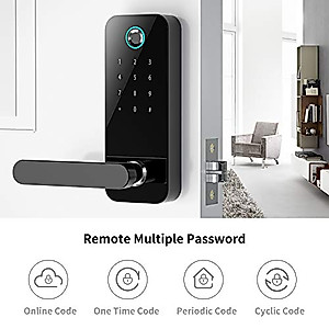 Smart Door Lock,Electronic Digital Bluetooth Smart Deadbolt,Keyless Entry Door Lock with Keypads,Gateway Hub Included, Work with Alexa and Google Home,Smart Life APP,Code for Home Apartment