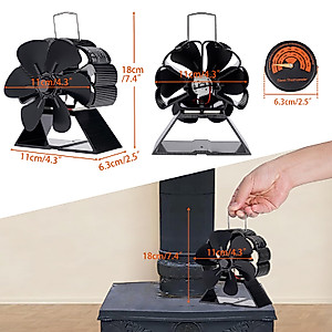 Xiongxiong Wood Stove Fan 6 Blade Fireplace Fan for Wood Burning Stove,Heat Powered Stove Fan Komin Log Wood Stove Accessories,Silent Operation Circulating Warm Air(Non Electric)
