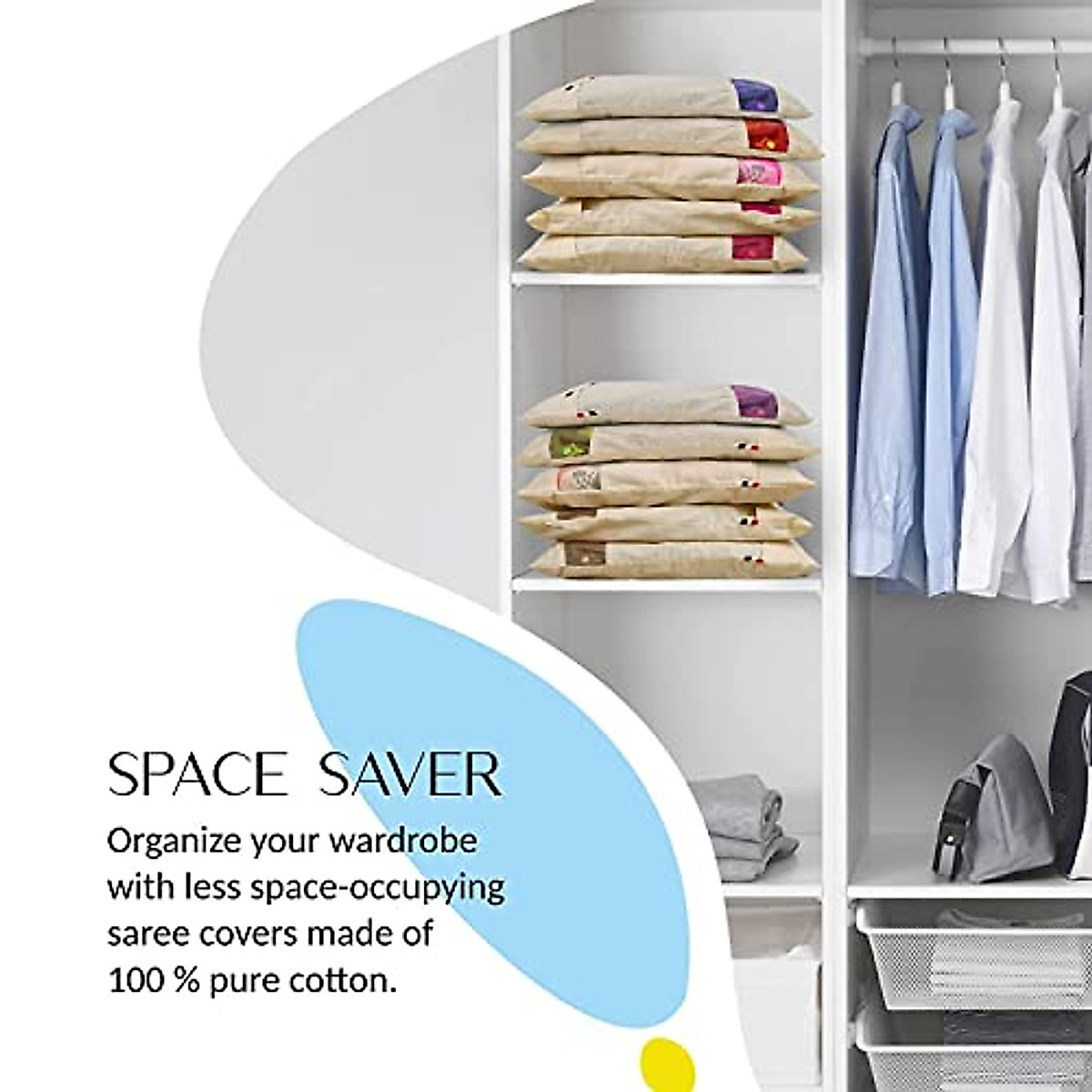 Vibrance Reusable Premium 100% Cotton Saree Covers, Eco-friendly and reusable cotton saree cover (16x14 inches) (24)