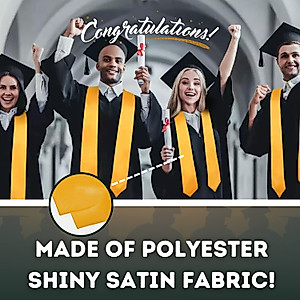 Honors Graduation- Graduation Stole Unisex Plain For Commencements, Honors, Graduating, Sash Premium Satin Material Quality Stitching 72" Inch (Gold)