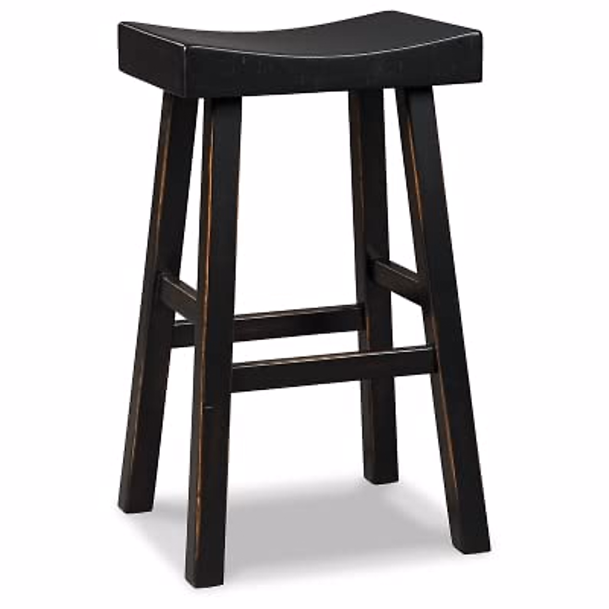 Signature Design by Ashley Glosco 31" Pub Height Wood Saddle Barstool, 2 Count, Black