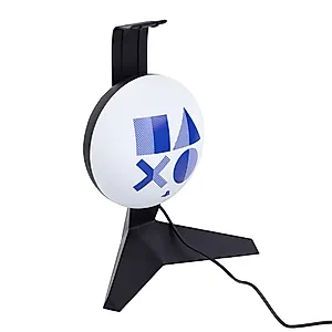 Paladone PlayStation Light Up Headphone Stand, Turns On When Headphones are Placed, USB Powered Headset Stand for Gamers, PlayStation Gaming Setup Desk Accessories