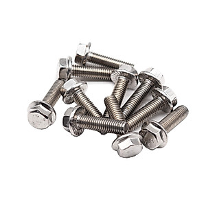 10pcs M8-1.25 x 20mm Flanged Hex Head Bolts Flange Hexagon Screws, Stainless Steel 18-8 (304), Plain Finish