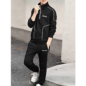 Jugaoge Kids Boys Two Pieces Tracksuits Sweat Suit Long Sleeve Pullover Sweatshirt Sweatpants Activewear Set Black 7-8 Years