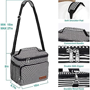 MAXBA Reusable Lunch Box, Insulated Lunch Bag, Office Work Picnic Beach, Lunch Bag for Women, Leak Proof Freezer Bag, Adjustable Shoulder Bag Ladies Lunch Bag