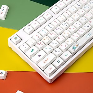 TOkey 127 Keys XDA Profile Custom PBT Dye Sublimation Keycaps Compatible with All Mechanical Gaming Keyboards for TTC Gateron Kailh Holy Panda Cherry MX Switches(Neon Lights with Korean)