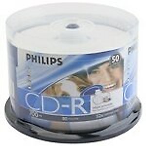Philips 50-pack CD-R White Inkjet Non-Hub Printable 80 mins 700MB 52X Shrink-wrapped Spindle