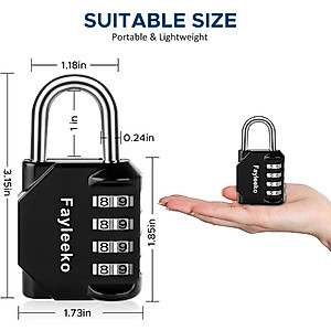 Combination Lock, 4 Digit Combination Padlock for School Gym Sports Locker, Fence, Toolbox, Case, Hasp Cabinet Storage (1 Pack, Black)
