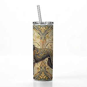 Mudi Dog Art Nouveau Skinny Tumbler 20oz with Straw Insulated Water Bottle Gift