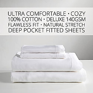 Baltic Linen Jersey Cotton Sheet Set, Full, White, 4 Piece