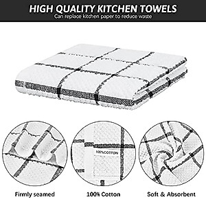 Nialnant 8 Pack Kitchen Dish Rags,100% Cotton Dish Cloths for Washing Dishes,Quick Drying Kitchen Towels,12x12 Inches,Black Plaid