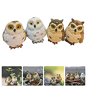 BESPORTBLE 4pcs Owl Decoration Micro Landscape Owl Resin Owl Figurine Owl Figurines Outdoor Planters Decorative Owl Outdoor Gift Outside Planters Resin Animal Ornament Mini Miss Dashboard