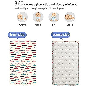 Cars Themed Fitted Crib Sheet,Standard Crib Mattress Fitted Sheet Soft and Breathable Bed Sheets-Baby Crib Sheets for Girl or Boy, 28“ x52“,Multicolor