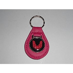 FIREBIRD OR TRANS-AM RED BIRD LOGO LEATHER KEYCHAIN - MAGENTA