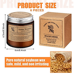 Threlaco 6 Pcs Scented Candle Soy Wax Candles Aromatherapy Candles for Women 6 Scents Long Lasting Soy Candle Gift Set in Glass Jar for Men Birthday Coworker Employee Anniversary