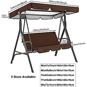 WZUOPG Swing Canopy Replacement Cover and Swing Cushion Cover Waterproof 2 and 3 Seater Swing Top Cover and Chair Cover Garden Outdoor Patio Swing Seat Cover Replac, Beige