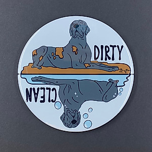 Great Dane Dishwasher Magnet, Clean Dirty Dog Sign, Kitchen Accessories & Decor, 3.5" High Quality Handmade Magnet (BLACK)