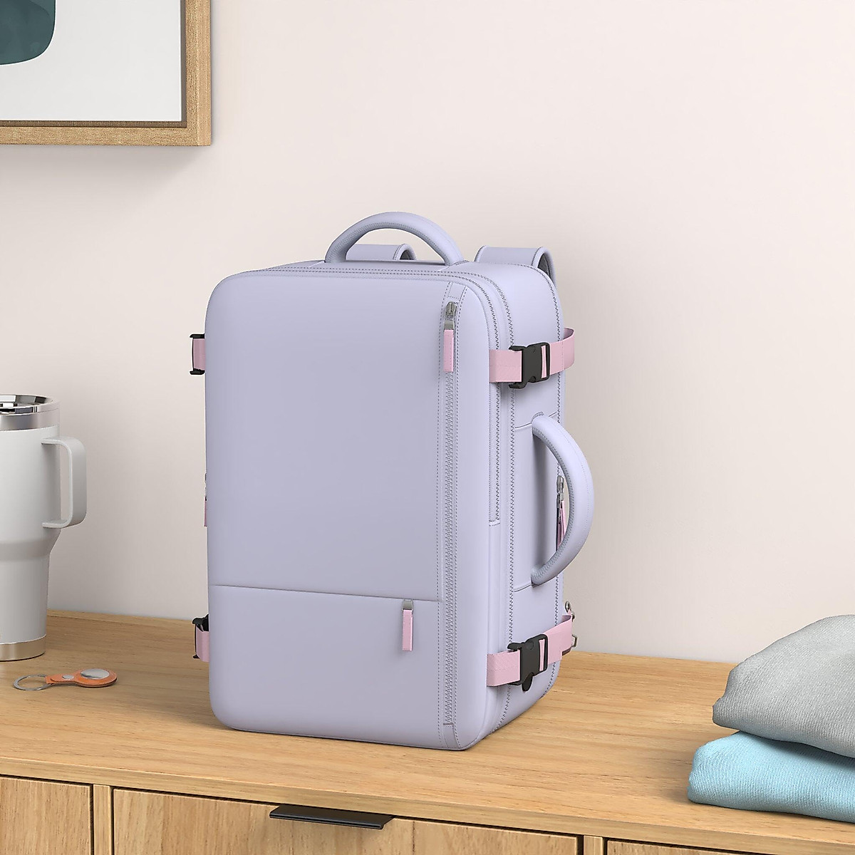 Rinlist Travel Laptop Backpack Carry On Backpack for Men Women Flight Approved College School Computer Bag for Business Hiking Personal Item Backpack Fits 15.6 Inch Notebook Purple