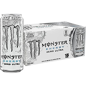 Monster Energy Zero Ultra, Sugar Free Energy Drink, 16 Fl oz (Pack of 15)