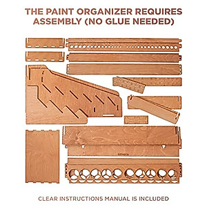 Plydolex Paint Rack Organizer with 65 Holes of 2 Sizes for Miniature Paint Set - Wall-mounted Wooden Craft Paint Storage Rack - Craft Paint Holder Rack 16.3x6.6x12.6 inch