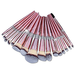 Bueart Design 16Pcs ULTRA SOFT Labeled Makeup Brushes Sets -with Foundations Powder Blush Concealer Blending Eyeshadow Contour Brush sets (Rose Gold)