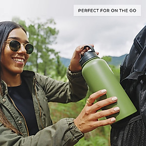 JoyJolt Triple Insulated Water Bottle with Straw Lid AND Flip Lid! 32oz Large Water Bottle, 12 Hour Hot/Cold Vacuum Insulated Stainless Steel Bottle. BPA-Free Leakproof Water Bottles - Thermos Bottle