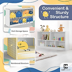 CAPHAUS 5 Cube Open Bookcase, Freestanding Bookshelf Organizer w/Storage, Horizontal Storage Shelves, Bookcase w/Open Compartments, Modern Display Shelf for Living Room, Bedroom, Home Office, Grey