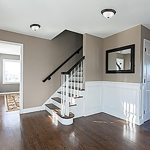 Design House 588251 Traditional 2-Light Indoor Dimmable Ceiling Light with Alabaster Glass for Bedroom Hallway Kitchen Dining Room, Matte Black, 2 Pack