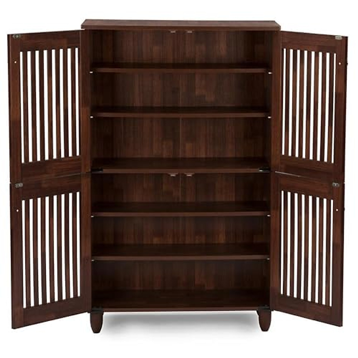 Baxton Studio Fernanda Modern and Contemporary 4-Door Oak Brown Wooden Entryway Shoes Storage Tall Cabinet