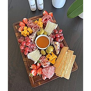 Large & Thick Wood Cutting Board | Natural end-grain acacia wood | Reversible with juice grooves | Chopping Board | Butcher Block