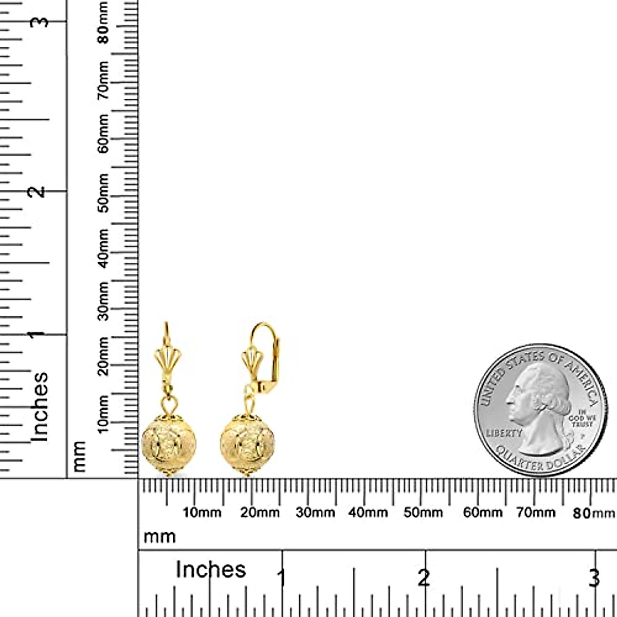 Gem Stone King 18K Gold Plated 1-1/4 Inch Dangle Drop Spheres Lever-Back Earrings For Women