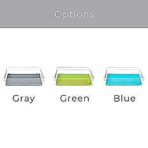 Smart Design Plastic Drawer Organizer - 9 x 6 Inch - Silicone Bottoms - BPA Free - Makeup Tray, Vanity, Utensils, Silverware Storage Bin - Kitchen - Gray