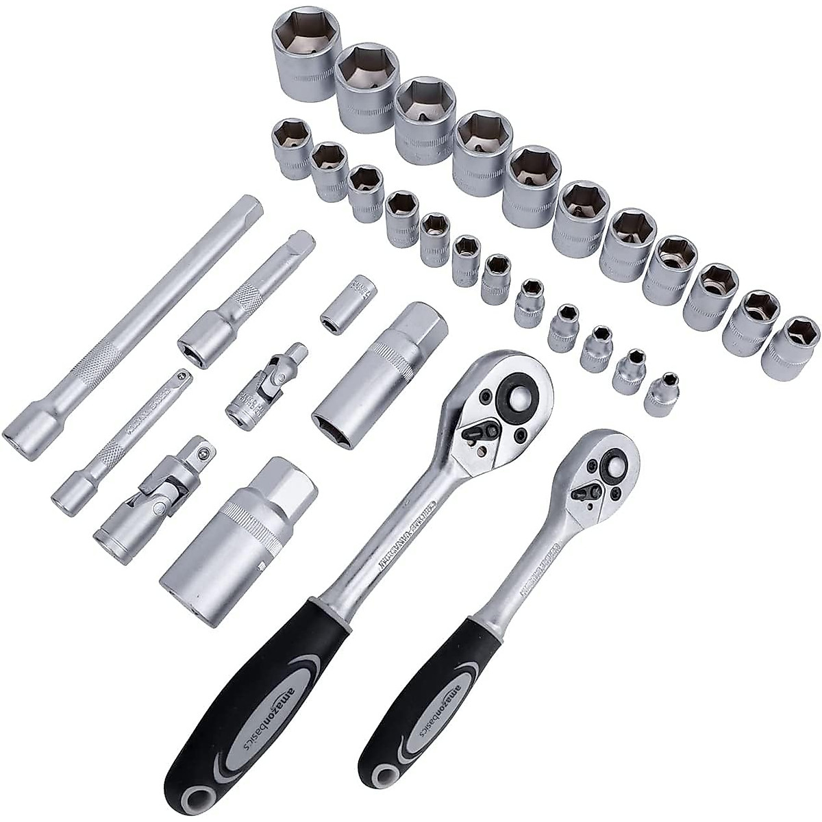 Amazon Basics 65-Piece General Household Home Repair and Mechanic's Hand Tool Kit Set, Black