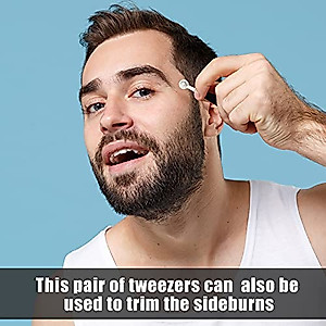 2 Pieces Nose Hair Tweezers Nose Hair Trimming Tweezers Stainless Steel Round Head Tweezers Eyebrow Clippers Trimmer Water Resistant for Men Women Sideburns, Brow, Body, Noses (Black)