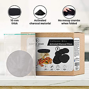 Compost Bin Filters – Charcoal Filter Replacement 8 Pack, 10mm Thick, 6.5" Round, Fits Bucket Composter Pail Countertop Compost Bin with lid Compost Container - Compost Bin Indoor- Odor Control Filter