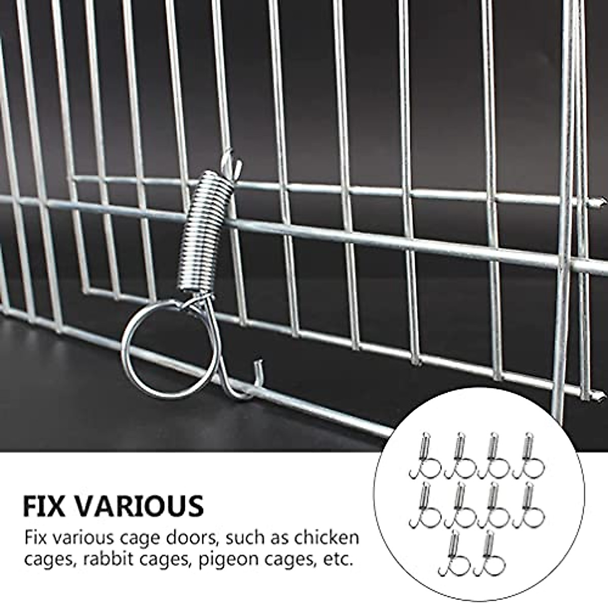 STOBOK 20PCS Metal Finger Spring Latch Hook Cage Door Spring Hook for Fixing Pet Wire Cage Door Rabbit Birds Bunny Rodents Guinea Pig Hamster Parrot Hedgehog