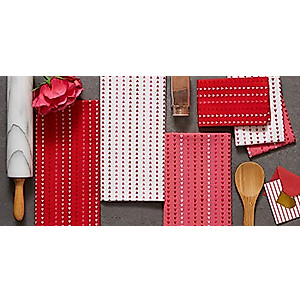 DII Valentine's Day Collection Kitchen, Dishtowel/Dishcloth Set, Hearts Dobby Stripe, 6 Piece