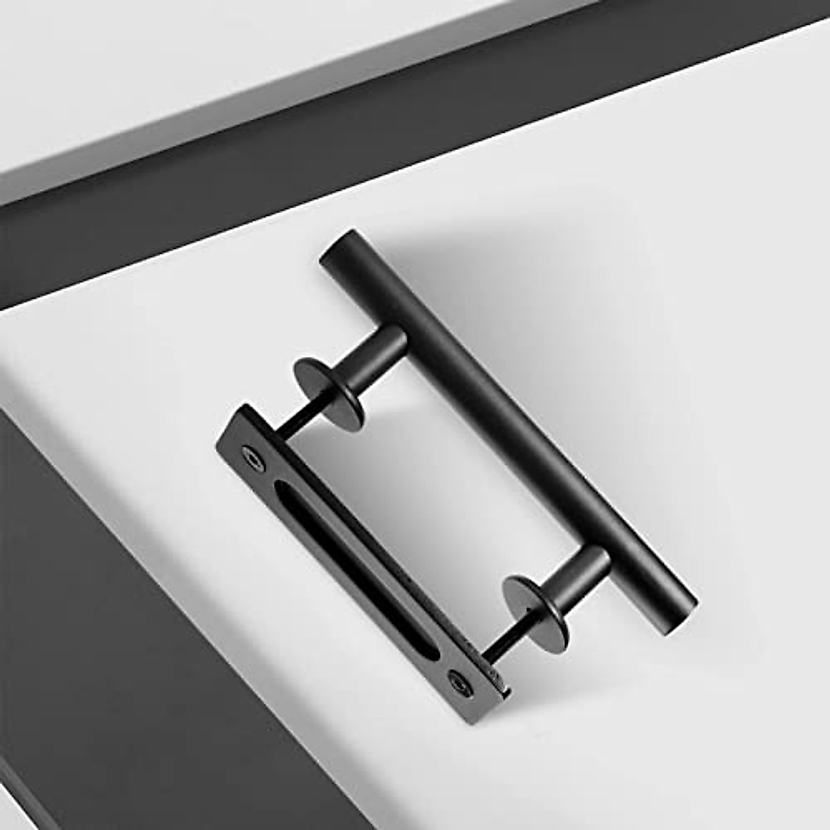 EaseLife 2 Pack 10" Sliding Barn Door Handles and Pulls,Rustic Double Sided Hardware Set,Heavy Duty,Matte Black Powder Coated Finish,Easy Install