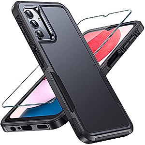 LK for Samsung Galaxy A13 5G Case, Galaxy A13 5G Case with Screen Protector, Dual Layer Heavy Duty Tough Rugged Shockproof Protective Phone Case for Samsung A13 5G, Black