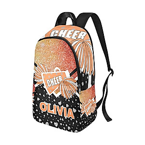 CUXWEOT Personalized Cheer Cheerleaders Print Backpack with Name Custom Travel Daypack Bag for Man Woman Gifts