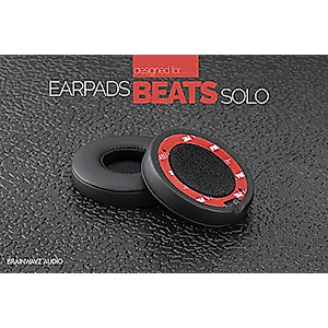 Brainwavz Earpads for Beats Solo 2 & 3 Headphones, Upgraded Replacement Pads with Memory Foam & Leather, Easy to Install, Black