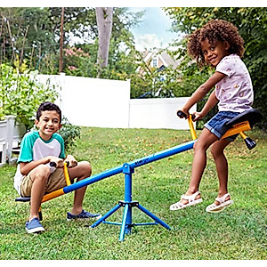 360 Swivel Spinning Seesaw for Kids, Teeter Totter with Adjustable Frame 46-70”, Indoor or Outdoor Playground Equipment
